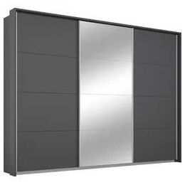 Schwebet&uuml;renschrank Rauch "Kleiderschrank Schrank Garderobe W&auml;scheschrank TOMA mit Passepartout", grau (graumetallic), B:278cm H:214cm T:64cm, Holzwerkstoff, Schr&auml;nke, Schwebet&uuml;renschrank, inkl. Regaleinsatz sowie zus&auml;tzlichen Einlegeb&ouml;den MADE IN GERMANY