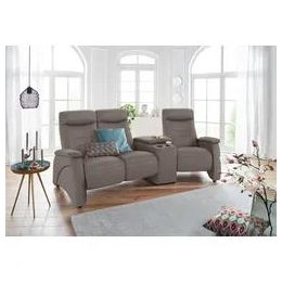 3-Sitzer exxpo - SOFA FASHION "Ascoli, Kinosofa mit hohem Sitzkomfort, bequeme Armlehnen", grau (delphin), B:251cm H:106cm T:99cm, NaturLEDER (echtes Rindsleder) in Sitz und R&uuml;cken. Korpus in passendem Kunstleder SOFTLUX bezogen;Velours in Lederoptik (100% Polyester);Webvelours (92% Polyester, 8% Nylon), Sofas, inkl. Relaxfunktion, Ablage und Staufach, hohe R&uuml;ckenlehne