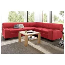 Ecksofa DOMO collection "Norma Top, elegant und modern, flache Armlehnen, L-Form", rot, B:247cm H:77cm T:212cm, Sofas, Ecksofa, wahlweise mit Bettfunktion