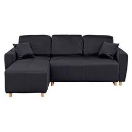 Ecksofa Home Affaire "Scania L-Form", grau (anthrazit), B:220cm H:86cm T:160cm, Microfaer (100% Polyester);Struktur fein (100% Polyester);Samtoptik (100% Polyester), Sofas, Ecksofa, wahlweise mit Bettfunktion und Bettkasten