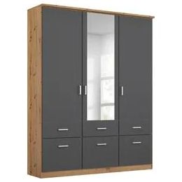 Kleiderschrank Rauch "Kleiderschrank Schrank Garderobe deckenhoher Schrank BREMEN", grau (grau, eiche artisan), B:136cm H:199cm T:58cm, Holzwerkstoff, Schr&auml;nke, Kleiderschrank, in vielen Farben und Ausf&uuml;hrungen MADE IN GERMANY