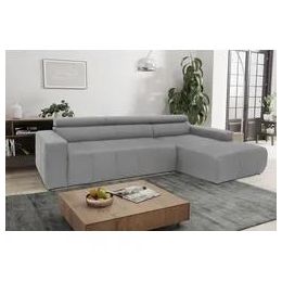 Ecksofa DOMO collection "Brandon gro&szlig;e Ausf&uuml;hrung B/T/H: 289/177/80 cm, auch in Leder und Cord", grau (hellgrau), B:285cm H:80cm T:175cm, Luxus-Microfaser in Antikleder-Optik (100% Polyester);Luxus-Microfaser (100% Polyester);Kunstleder SOFTLUX, Sofas, Ecksofa, mit Kopfteilverstellung, wahlweise Sitztiefenverstellung, L-Form