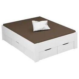 Stauraumbett Rauch "Aditio", wei&szlig;, B:146cm H:50cm L:208cm, Betten, Stauraumbett, ohne Kopfteil, inklusive Schubk&auml;sten