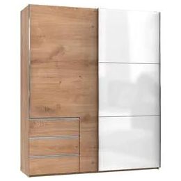 Schwebet&uuml;renschrank wimex "Level by fresh to go", braun (plankeneichefarben, wei&szlig;glas), B:200cm H:236cm T:65cm, Schr&auml;nke, Schwebet&uuml;renschrank, mit Glast&uuml;r