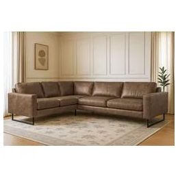 Ecksofa Home Affaire "Pinto, XXL, 250/290 cm, langer Schenkel, Ottomane", braun, B:290cm H:85cm T:250cm, Luxus-Microfaser in Lederoptik(100% Polyester);Cord (92% Polyester, 8% Polyamide), Sofas, Ecksofa, Cord, Chenille, Lederoptik, mit Keder, Metallf&uuml;&szlig;e, Wellenunterfederung, Topseller
