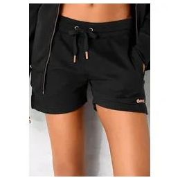 Relaxshorts BENCH. LOUNGEWEAR, Damen, Gr. 44/46, N-Gr, schwarz, Sweatware, Obermaterial: 60% Baumwolle, 40% Polyester, unifarben, Basic, Basic kurz, Hosen, Sweathose mit kurzen Seitenschlitzen und seitliche Taschen, Loungewear