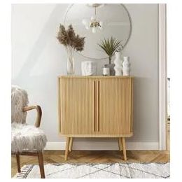 Highboard WOODMAN "Rove", beige (natur), B:83cm H:94,5cm T:40cm, FSC-zertifizierter Holzwerkstoff, Sideboards, Highboard, Stauraumschrank besonderes Design, Breite 83 cm, mit Eichenholzfurnier