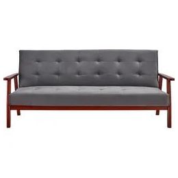 Schlafsofa Salesfever "Skagen 3-Sitzer Sofa", grau (dunkelgrau), B:190cm H:81cm T:85cm, 100% Polyester, Sofas, Schlafsofa, Holzgestell Sofa: Entspannung und Schlaf auf 190cm Breite