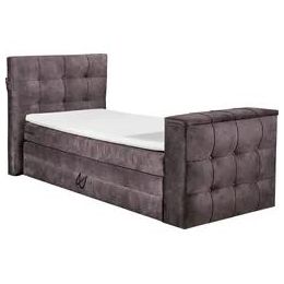 Boxspringbett "Richmond", lila (aubergine), B:134cm L:243cm, SET ONE BY Musterring, Komplettbetten, Boxspringbett, versenkbarer TV- Halterung mit Fernbedienung