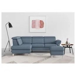 Sit & More Ecksofa SIT & MORE "Arngast L-Form", bunt (graublau), B:245cm H:84cm T:194cm, Sofas, Ecksofa, inklusive Kopfteilverstellung und Federkern