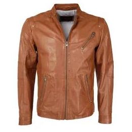 Bikerjacke JCC "3102123", Herren, Gr. XXL, braun (cognac), Obermaterial: 100% Lammleder; Futter: 100% Baumwolle; &Auml;rmelfutter: 100% Polyester, mit Knopf, Jacken