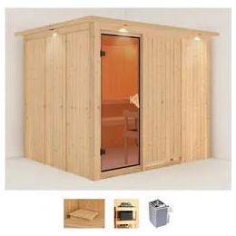Sauna Karibu "Gitte", beige (naturbelassen), Saunaofen, integrierte Steuerung, 9 kW, Saunen, Ofen 9 kW integr. Strg