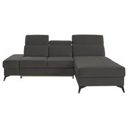 Ecksofa Home Affaire "Cardiz L-Form", grau (anthrazit), B:246cm H:83cm T:173cm, Webstoff (100% Polyester);Luxus-Microfaser Paris (90% Polyester/10% Polyamid);Struktur fein (100% Polyester);Samtoptik (100% Polyester), Sofas, Ecksofa, inkl.Kopfteilverstellung und Federkern wahlweise mit Bettfunktion