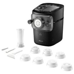 Philips Nudelmaschine "Pastamaker HR2665/93 Avance Collection", schwarz, B:22,9cm H:32,2cm T:32,7cm, Nudelmaschinen, inkl. Wiegefunktion und 7 Formscheiben, Nudelmaschine