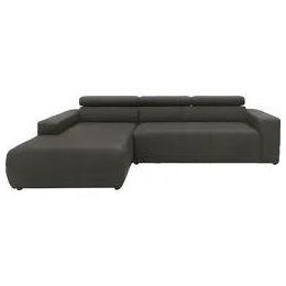 Ecksofa DOMO collection "Brandon gro&szlig;e Ausf&uuml;hrung B/T/H: 289/177/80 cm, auch in Leder und Cord", grau, B:285cm H:80cm T:175cm, Luxus-Microfaser in Antikleder-Optik (100% Polyester);Luxus-Microfaser (100% Polyester);Kunstleder SOFTLUX, Sofas, Ecksofa, mit Kopfteilverstellung, wahlweise Sitztiefenverstellung, L-Form