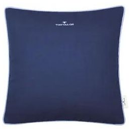 Dekokissen Tom Tailor HOME "Dove Signature" Gr. 1, blau (dunkelblau, navy, marine, unifarben), B:40cm H:0,5cm L:40cm, Baumwolle, Polyester, Dekokissen_Sitzkissen_Kissenh&uuml;llen, mit Paspel, Kissenh&uuml;lle ohne F&uuml;llung, 1 St&uuml;ck