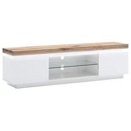 Lowboard MCA furniture "Romina", wei&szlig; (wei&szlig; matt), B:175cm H:49cm T:40cm, MDF, Massivholz, Sideboards, Lowboard, mit LED Beleuchtung wei&szlig; dimmbar, inkl. Fernbedienung