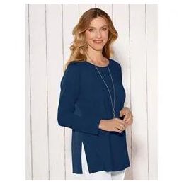 Langarmshirt Classic Basics "Longshirt", Damen, Gr. 56, blau (marine), 100% Baumwolle, unifarben, Rundhals, Shirts Langarmshirt