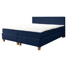 Boxspringbett Alina, blau (dunkelblau tcm 96), B:161cm L:206cm, Struktur fein TCM (100% Polyester), Komplettbetten, Boxspringbett, inklusive Matratze und Topper, in diversen Ausf&uuml;hrungen