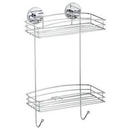 Duschablage Wenko "Wandregal", silber (chrom), B:15,5cm H:44cm T:26cm, Stahl, Regale, Duschablage, 2 Etagen