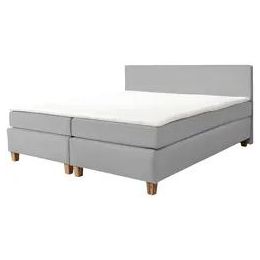Boxspringbett Alina, grau (grau dmo 59), B:181cm L:206cm, Samt DMO (100% Polyester), Komplettbetten, Boxspringbett, inklusive Matratze und Topper, in diversen Ausf&uuml;hrungen