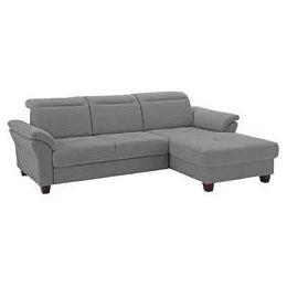 Ecksofa Home Affaire "Solvei L-Form", grau, B:255cm H:104cm T:185cm, Struktur (100% Polyester);Luxus-Microfaser Lederoptik (100% Polyester);Luxus-Microfaser ALTARA NUBUCK (100% Polyester), Sofas, Ecksofa, mit Recamierenabschlu&szlig; und Sitztiefenverstellung