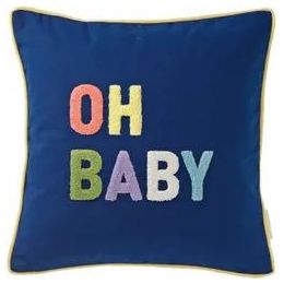 Kissenbez&uuml;ge Tom Tailor HOME "Baby", blau (dunkelblau, navy), B:45cm L:45cm, Polyester, Obermaterial: 65% Polyester, 35% Baumwolle, Kissenbez&uuml;ge, mit modernem Schriftzug