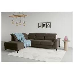 Sit & More Ecksofa SIT & MORE "Sinatra L-Form", braun (espresso), B:251cm H:85cm T:220cm, 90% Polyester, 10% Polyamid, Sofas, Ecksofa, mit Ottomane, optional mit Kopfteilverstellung und Armteilfunktion