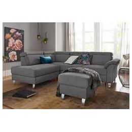 Sit & More Ecksofa SIT & MORE "Arngast L-Form", grau (steel), B:245cm H:84cm T:194cm, Sofas, Ecksofa, inklusive Kopfteilverstellung und Federkern