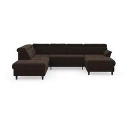 Sit & More Wohnlandschaft SIT & MORE "Marano U-Form", braun (espresso), B:304cm T:216cm, 98% Polyester, 2% Polyamid, Sofas, Wohnlandschaft, inklusive Kopfteilverstellung, wahlweise mit Bettfunktion, Bettkasten