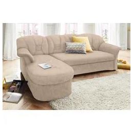 Ecksofa DOMO collection "Elva, zeitloses Design, elegante R&uuml;ckensteppung, Breite 233cm L-Form", beige (natur), B:240cm H:84cm T:82cm, Kunstleder SOFTLUX / Struktur ( 100% Polyester);Microfaser PRIMABELLE (100% Polyester);(gepr&auml;gte) Luxus-Microfaser (100% Polyester), Sofas, Ecksofa, wahlweise mit Bettfunktion und Federkern
