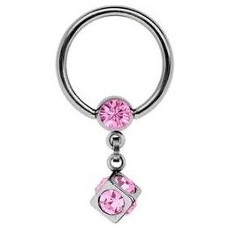 Adelia&acute;s Intimpiercing ADELIA ́S "Piercing Intimpiercing", Damen, Gr. 10, rosa, Chirurgiestahl, Piercings, Stahl - Intimring BCR mit 5 mm Zirkonia-Klemmkugel