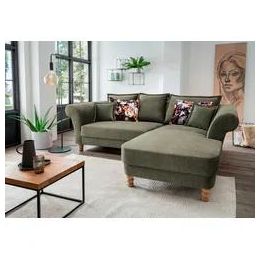 Ecksofa Home Affaire "Tassilo Mega Polsterecke mit Kaltschaum im Sitz, bequem, L-Form", gr&uuml;n (dunkelgr&uuml;n), B:262cm H:95cm T:198cm, 100% Polyester, Sofas, Ecksofa, hoher Sitzkomfort, Breite 262cm, Komfortsitzh&ouml;he 48cm, zeitlos elegant
