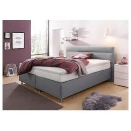Boxspringbett, grau (strukturstoff grau), ohne LED-Beleuchtung, Liegefl&auml;che B/L: 200cm x 200cm, H2, Bonnell-Federkernmatratze, Bezug Unterbox und Kopfteil: Strukturstoff (77% Polyester und 23% Viskose);Bezug Obermatratze 100% Polyester, waschbar bis 60C, Westfalia Schlafkomfort, Komplettbetten, Boxspringbett, wahlweise mit LED-Beleuchtung
