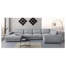 Wohnlandschaft Home Affaire "Bloomfield, Mega Polsterecke, Breite 390cm, viel Platz, U-Form", grau (antarctica), B:390cm H:84cm T:209cm, 100% Polyester, Sofas, Wohnlandschaft, In verschiedenen Gr&ouml;&szlig;en bestellbar
