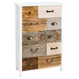 Kommode Heine HOME, braun (wei&szlig;, braun), B:65cm H:94cm T:30cm, MDF, Massivholz, Sideboards, Kommode