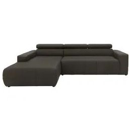 Ecksofa DOMO collection "Brandon gro&szlig;e Ausf&uuml;hrung B/T/H: 289/177/80 cm, auch in Leder und Cord", braun (dunkelbraun), B:285cm H:80cm T:175cm, Luxus-Microfaser in Antikleder-Optik (100% Polyester);Luxus-Microfaser (100% Polyester);Kunstleder SOFTLUX, Sofas, Ecksofa, mit Kopfteilverstellung, wahlweise Sitztiefenverstellung, L-Form