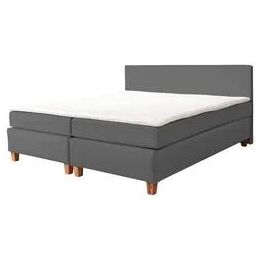 Boxspringbett Alina, grau (umbragrau dmo 84), B:181cm L:206cm, Samt DMO (100% Polyester), Komplettbetten, Boxspringbett, inklusive Matratze und Topper, in diversen Ausf&uuml;hrungen