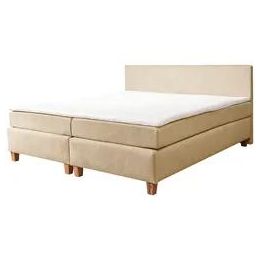 Boxspringbett Alina, beige (beige tcm 12), B:181cm L:206cm, Struktur fein TCM (100% Polyester), Komplettbetten, Boxspringbett, inklusive Matratze und Topper, in diversen Ausf&uuml;hrungen