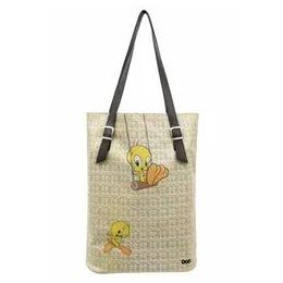 Umh&auml;ngetasche DOGO "Tall Bag Damen Schultertasche Tweety Moods Damen Schultertasche", Damen, Gr. B/H/T: 40cm x 34cm x 10cm onesize, beige (natur), Taschen Umh&auml;ngetasche, Handgefertigt