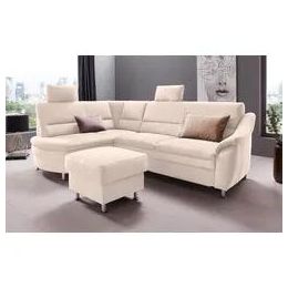 Ecksofa Home Affaire "Cardoso L-Form", beige (creme), B:250cm H:90cm T:175cm, Struktur impr&auml;gniert (100% Polyester);Luxus-Microfaser ALTARA NUBUCK (100% Polyester);Struktur (52% Polyester, 35% Polyacryl, 13% Baumwolle);Luxus-Microfaser weich (90% Polyester, 10% Polyamid), Sofas, Ecksofa, Federkern, wahlweise mit Bett, Schubkasten