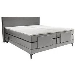 Boxspringbett Alina "Powell", grau (hellgrau gcp 49), B:172cm L:212cm, Chenille GCP (100% Polyester), Komplettbetten, Boxspringbett, inkl. Motor, Matratze und Topper, in unterschiedlichen Ausf&uuml;hrungen