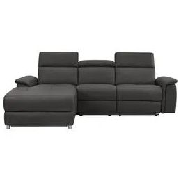 Ecksofa Home Affaire "Pareli, L-Form, 259cm,m. Recamiere, Echtleder, Kunstleder, Webstoff", braun, B:259cm H:98cm T:163cm, Sofas, Ecksofa, man. o. elektr. Relaxfunktion, USB/Kopfteilverstellg u. LED
