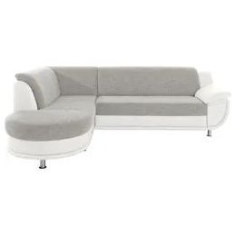 Ecksofa Trendmanufaktur "Rondo 3, zeitlos und bequem, Materialmix, breite Armlehnen, L-Form", wei&szlig; (wei&szlig;, cappuccino), B:265cm H:85cm T:190cm, Kunstleder SOFTLUX / Struktur (77% Polyester; 23% Polyacryl);Luxus-Microfaser ALCAZAR (100% Polyester) / Feinstruktur (100% Polyester), Sofas, Ecksofa, wahlweise mit Federkern f&uuml;r mehr Komfort, wahlweise mit Bettfunktion