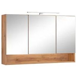 Spiegelschrank Welltime "Soria", braun (eichefarben), B:100cm H:64cm T:20cm, Schr&auml;nke, Spiegelschrank, mit LED Beleuchtung