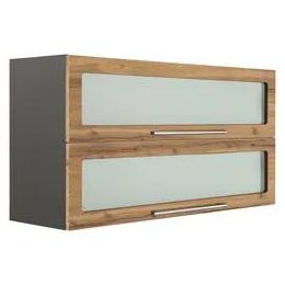 Glash&auml;ngeschrank KOCHSTATION "KS-Samos", braun (wotaneichefarben, grafit), B:110cm H:57cm T:34cm, Schr&auml;nke, Glash&auml;ngeschrank, mit 2 Klappen