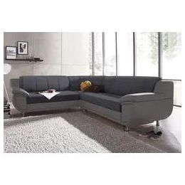 Ecksofa Trendmanufaktur "Rondo 3, zeitlos und modern, im Materialmix, L-Form", grau (grau, dunkelgrau), B:267cm H:85cm T:247cm, Luxus-Microfaser ALCAZAR;Struktur fein;Kunstleder SOFTLUX / Struktur (77% Polyester; 23% Polyacryl), Sofas, Ecksofa, wahlweise Federkern f&uuml;r hohen Sitzkomfort, wahlweise Bettfunktion