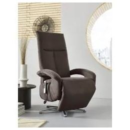 Sit & More TV-Sessel SIT & MORE "Tycoon mit Kopfteilverstellung und 360 Drehfunktion", braun (dunkelbraun), B:74cm H:117cm T:85cm, 100% Polyester, Sessel, wahlweise manuell oder elektrischer Funktion, auch mit Akku (kabellos)