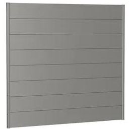 Sichtschutzelement BioHort, silber (silberfarben, metallic), H:182cm L:194cm, Stahlblech, Zaunelemente, 8 Metall-Paneele und 2 F&uuml;hrungsschienen, LxH: 194x182 cm