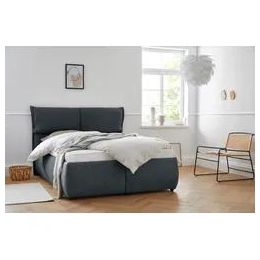 Polsterbett Home Affaire "Jenson", blau (dunkelblau), B:168cm L:225cm, Struktur weich (85% Polyester/15% Nylon), Betten, Polsterbett, als Bettgestell oder mit 3 Matratzenarten und H&auml;rtegraden